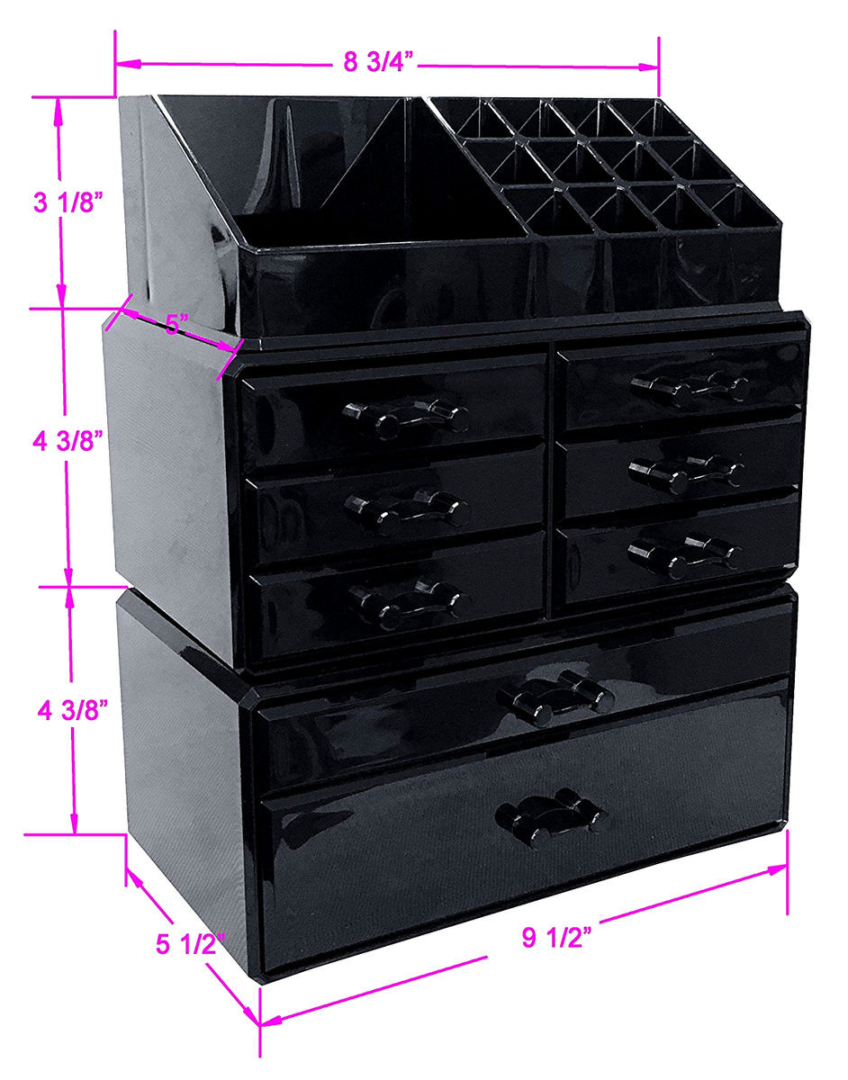 Professional Black Makeup Acrylic Organizer Drawers – SHECAGO BEAUTY SOURCE
